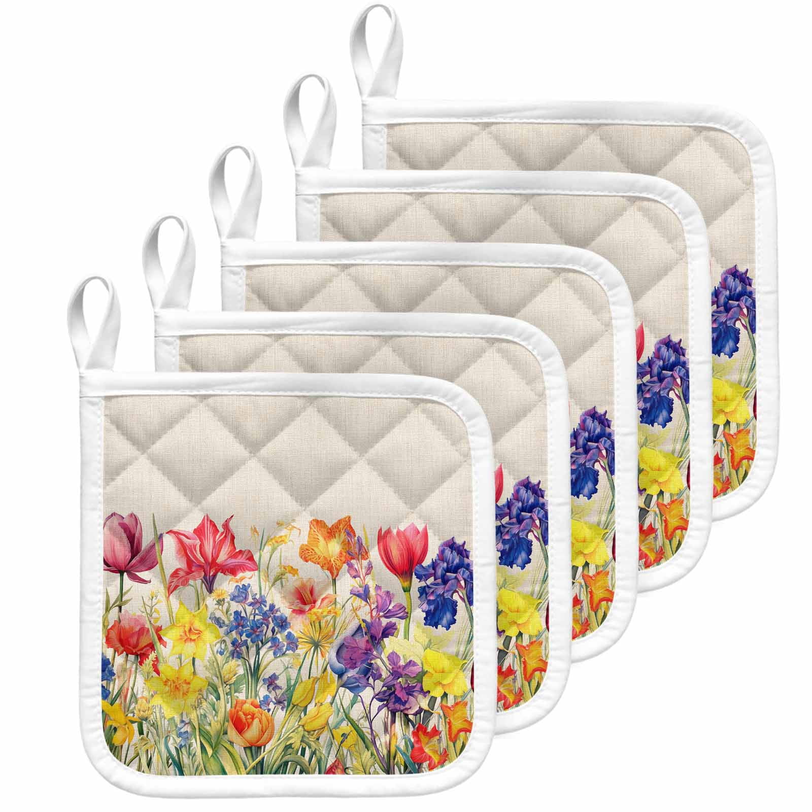 Colorful Tulip Pot Holders for Kitchen Heatproof Potholder, 5 Pack ...