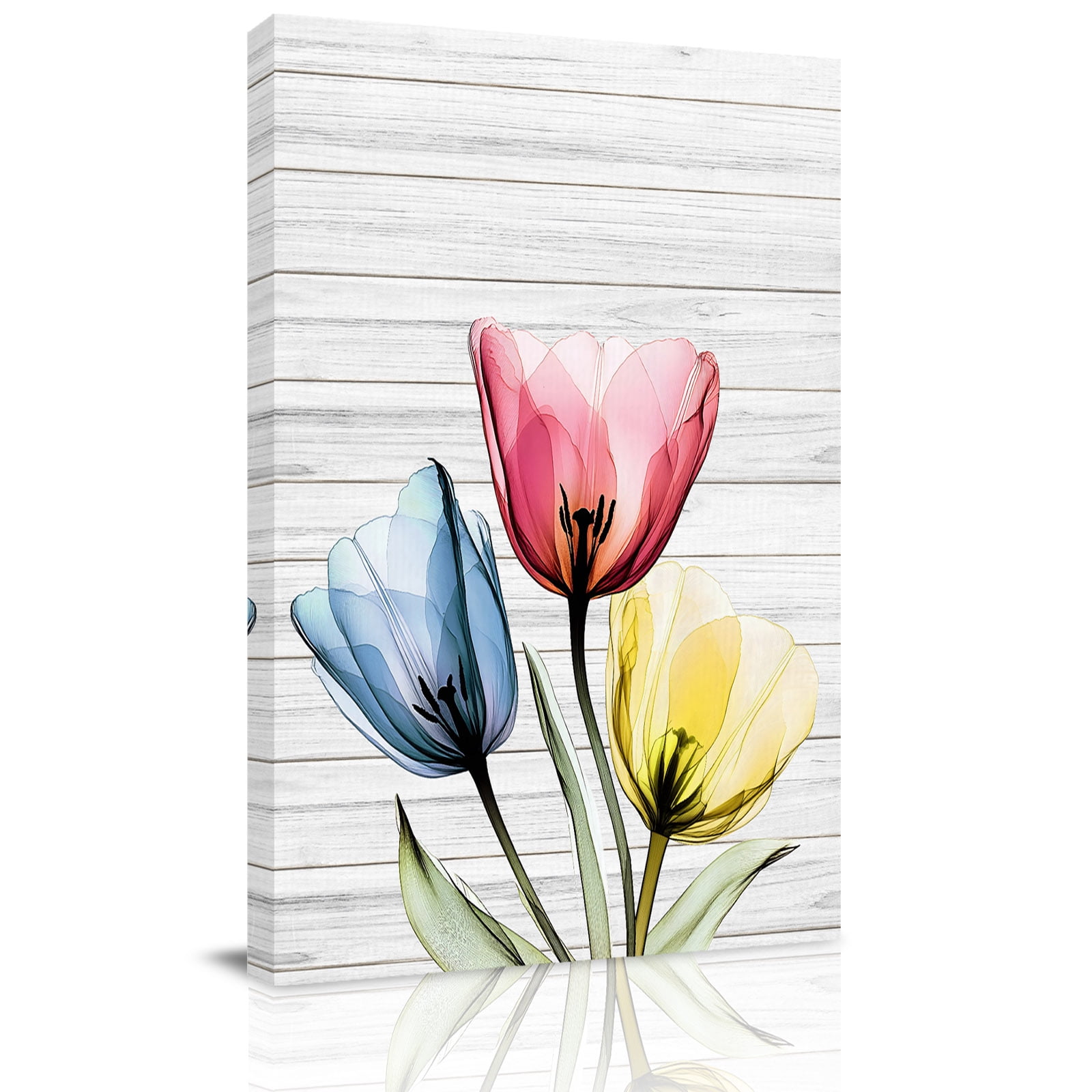 Colorful Tulips Canvas Wall Art for Living Room, Country Flowers Poster ...