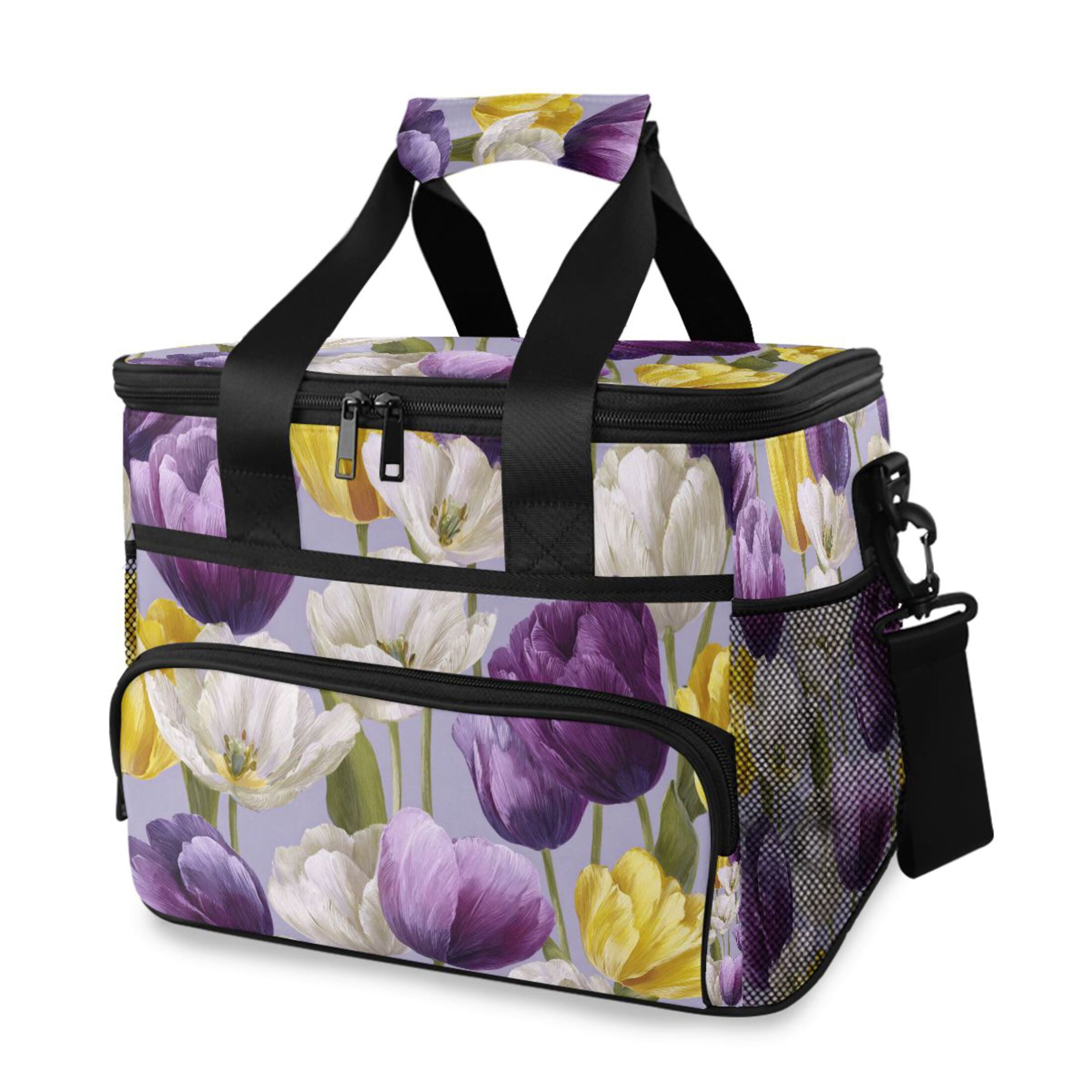 Colorful Tulips Full Bloom Portable Cooler Lunch Box Reusable Insulated ...