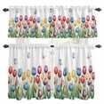 Colorful Tulips Kitchen Curtains Set for Windows, Watercolors Flowers ...
