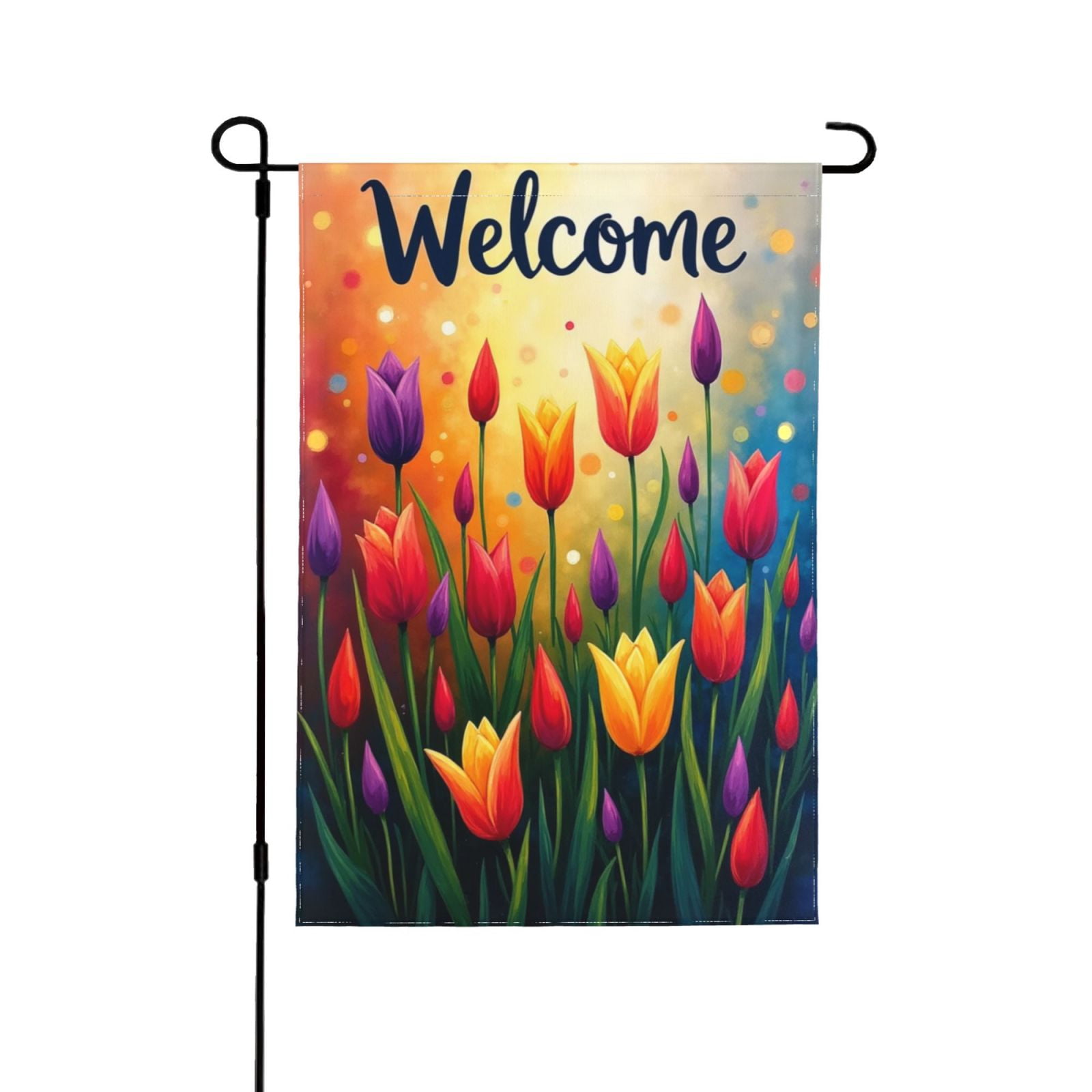 Colorful Tulips Welcome Garden Flag Vertical Double Sided 12.5 X 18 ...