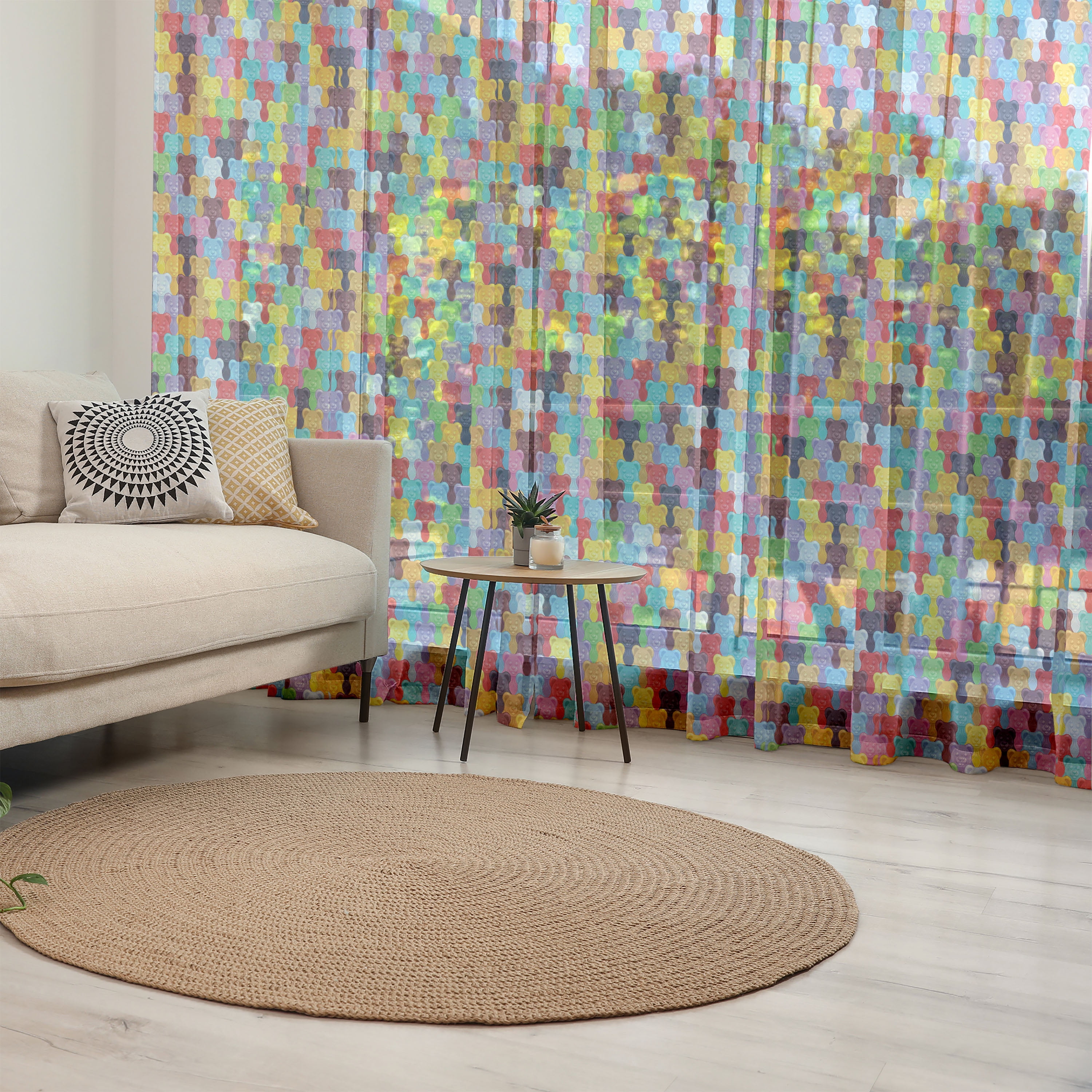 Colorful Tulle Curtains with Rod Pocket, Gummy Bears Tile Candies in ...