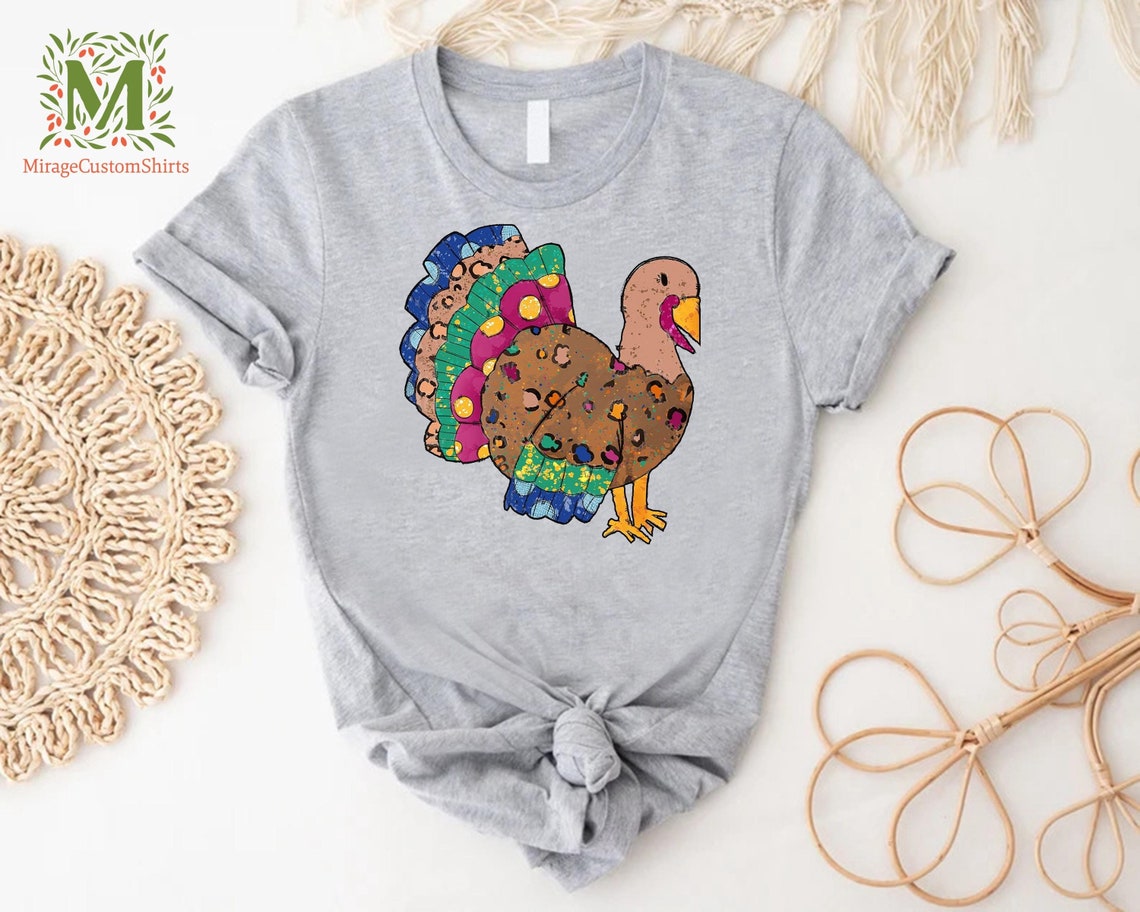 Colorful Turkey Shirt, Thanksgiving Turkey Tshirt, Turkey Shirt ...