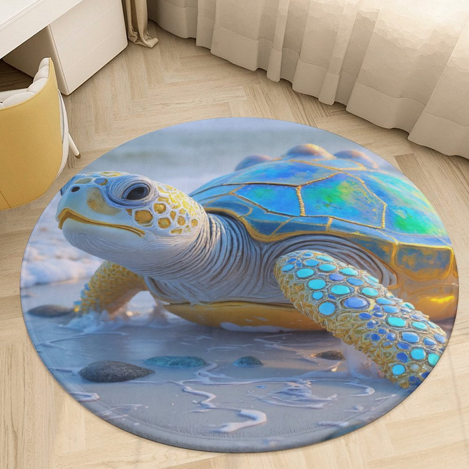 Colorful Turtle Beach Scene Round Area Rugs for Bedroom Living Room ...