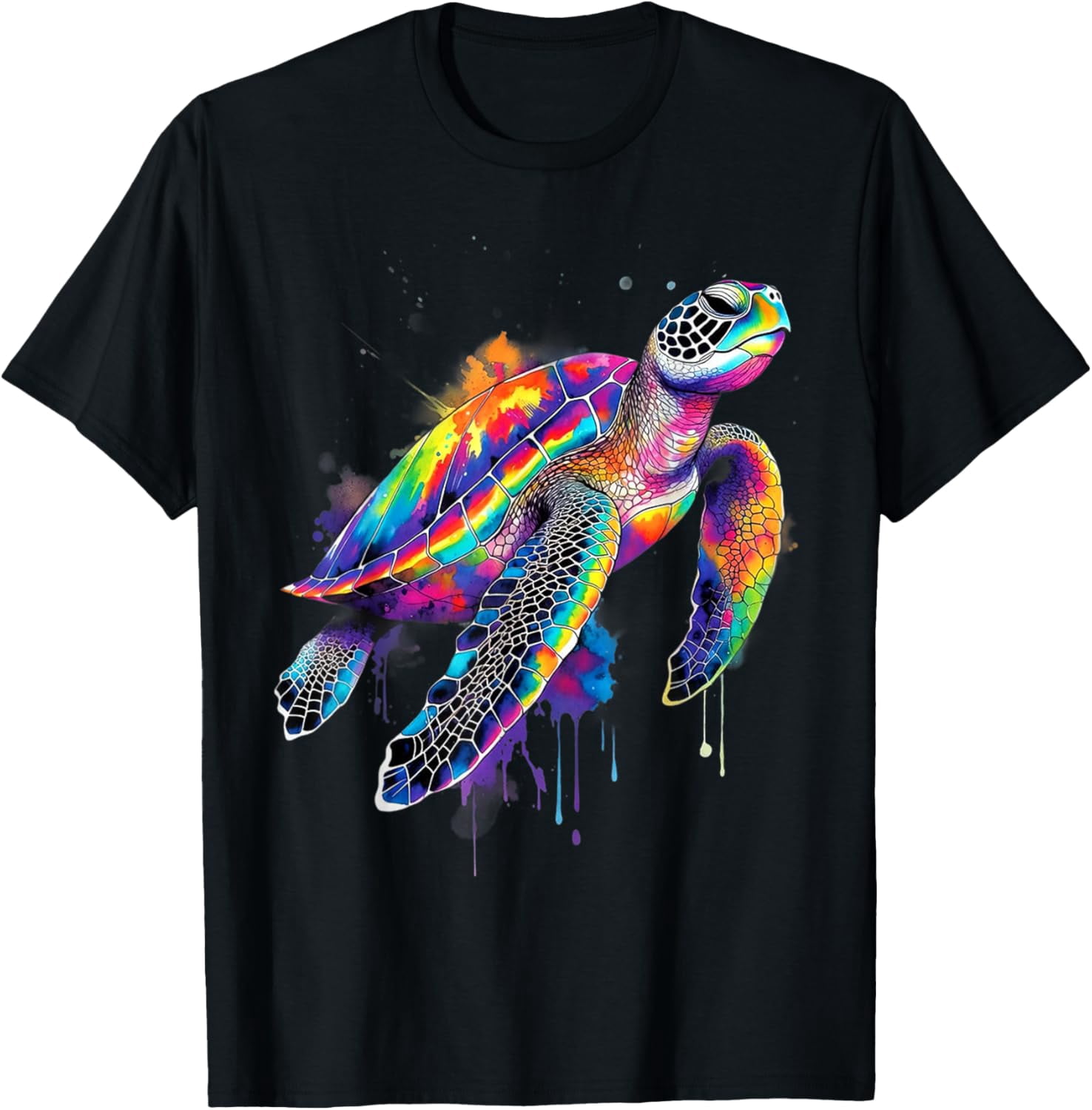 Colorful Turtle Graphic Cute Animal Art Ocean Beach Lover T-Shirt ...