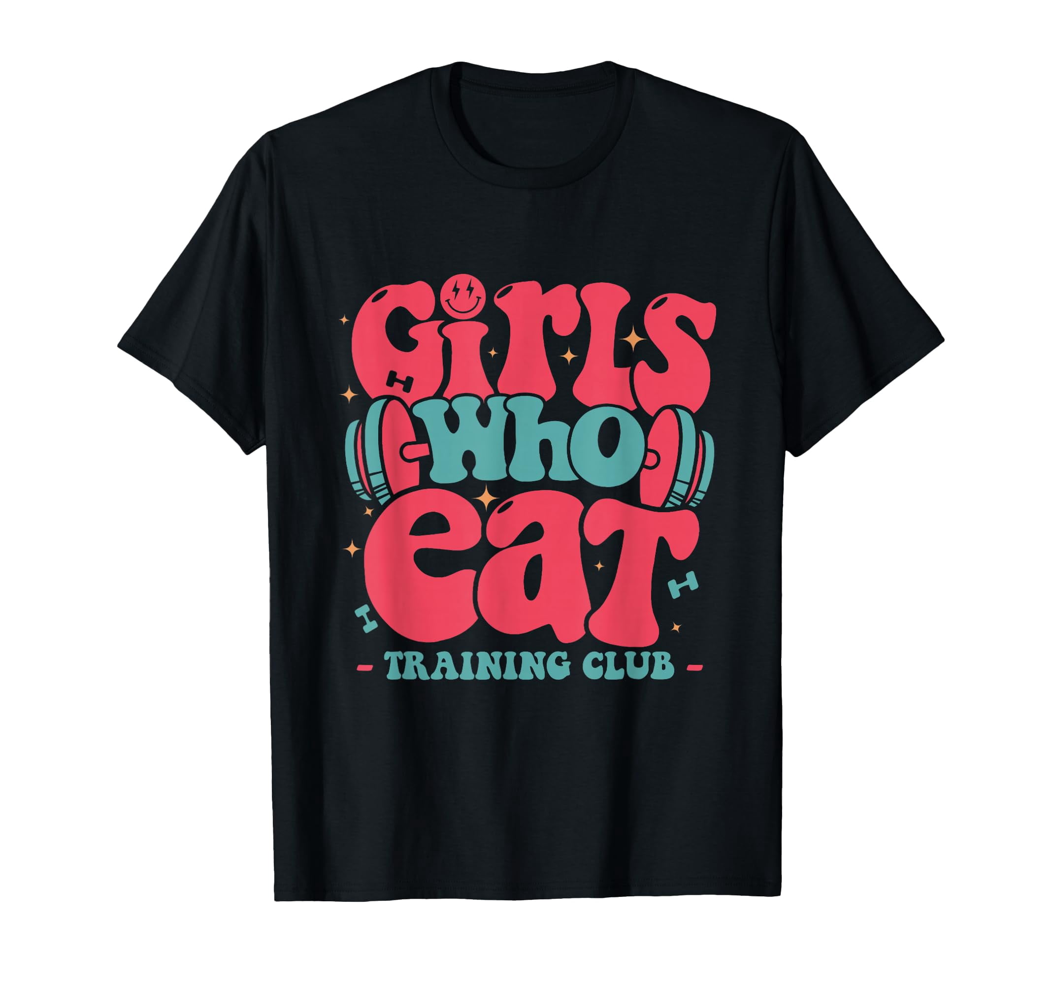 Colorful Typography Barbell Graphic T-Shirt for Fitness Enthusiasts ...
