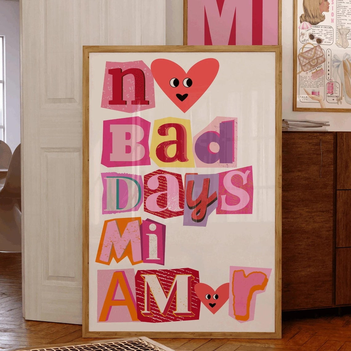 Colorful Typography Print, Magazine Lettering Print, Girly Wall Art ...