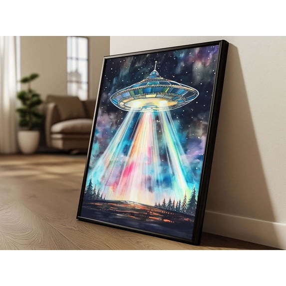 Colorful UFO Sci Fi Spaceship Wall Art, Unframed Paper Print Size 12x18 ...