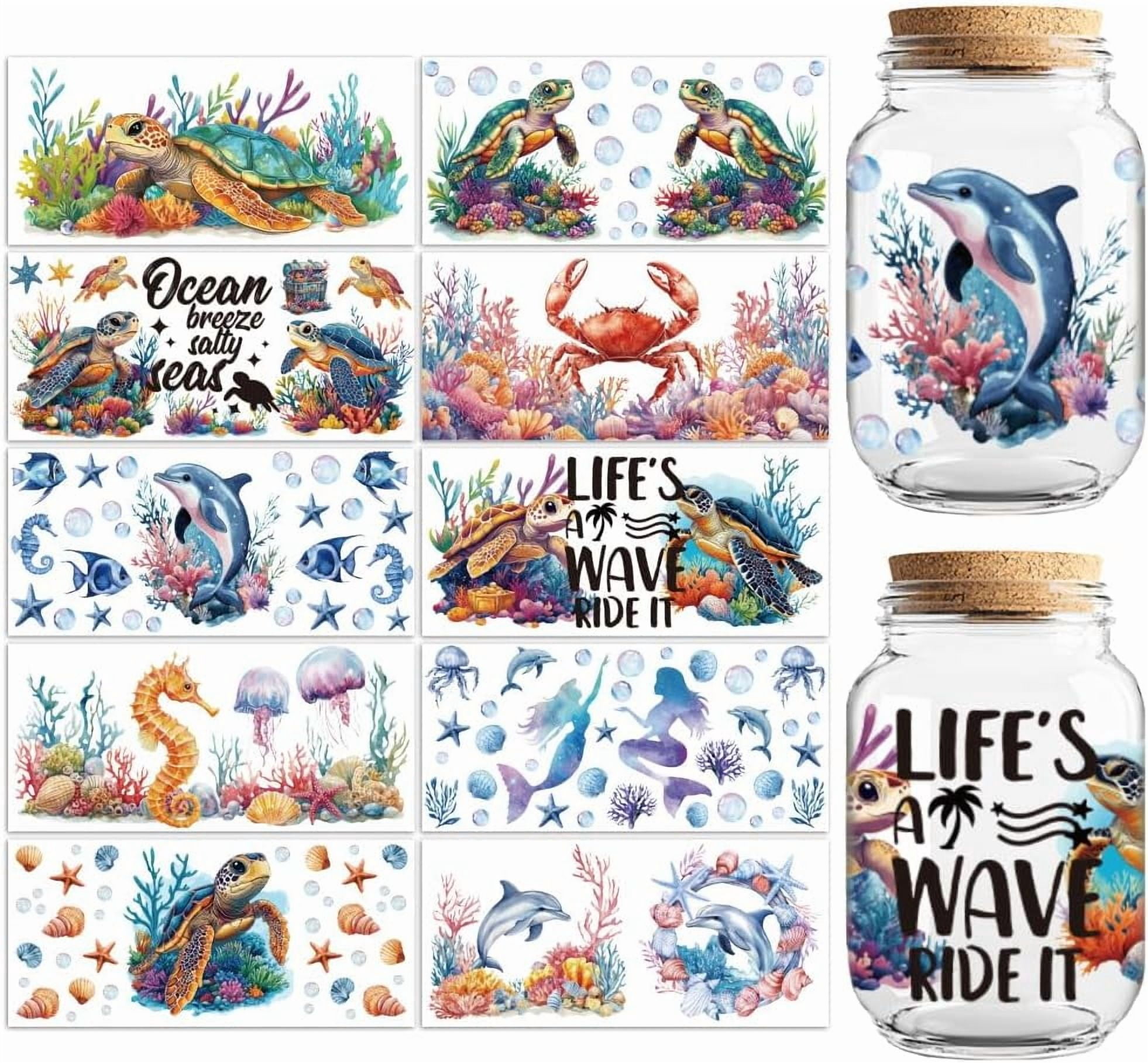 Colorful UV DTF Cup Transfer Wraps Stickers Marine Life 10 Sheets ...
