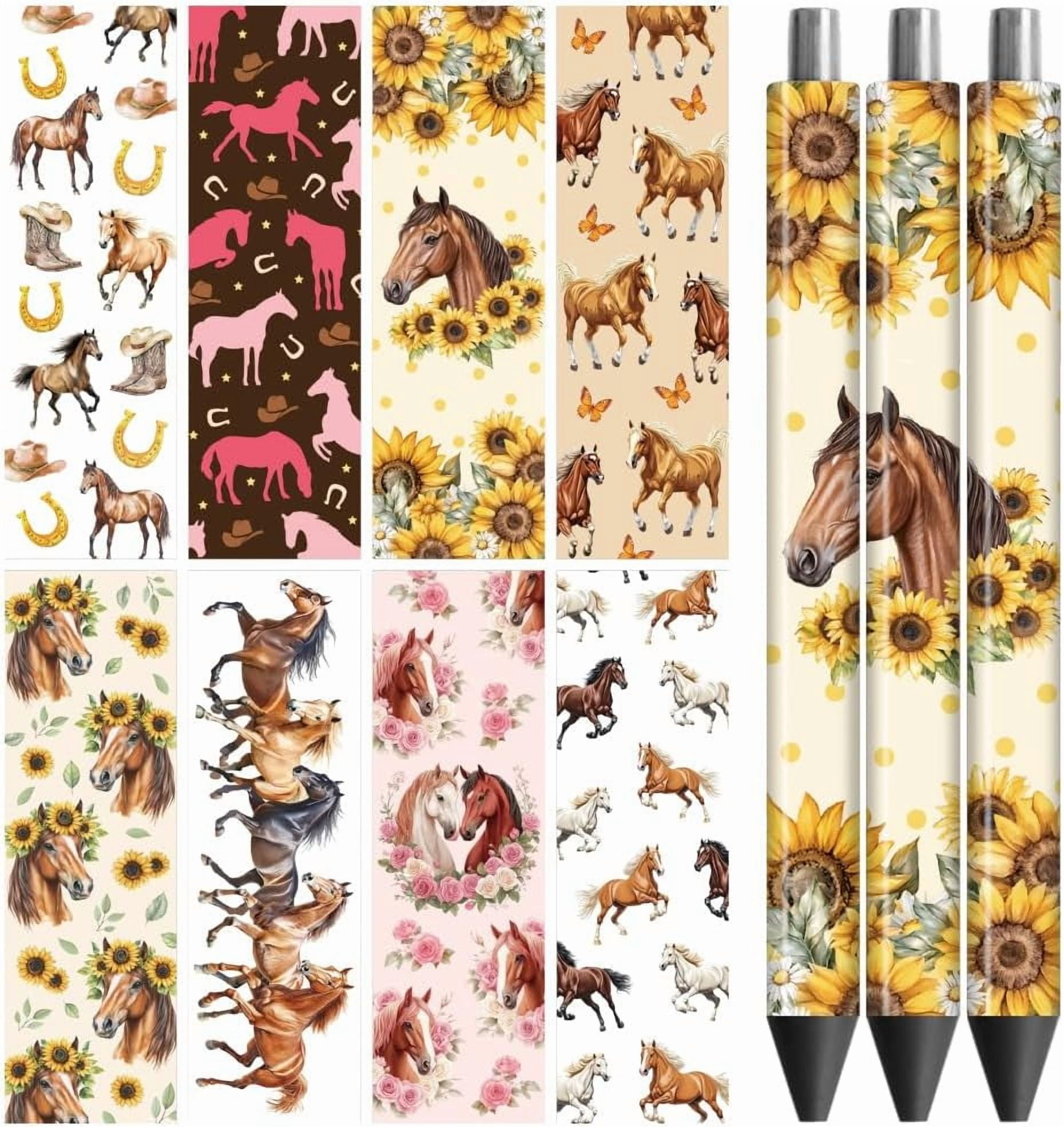 Colorful UV DTF Pen Wraps Transfer Sticker Decal Horse Words - 48pcs ...