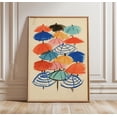 Colorful Umbrellas Poster Abstract Rain Scene Art Modern Brush Style ...
