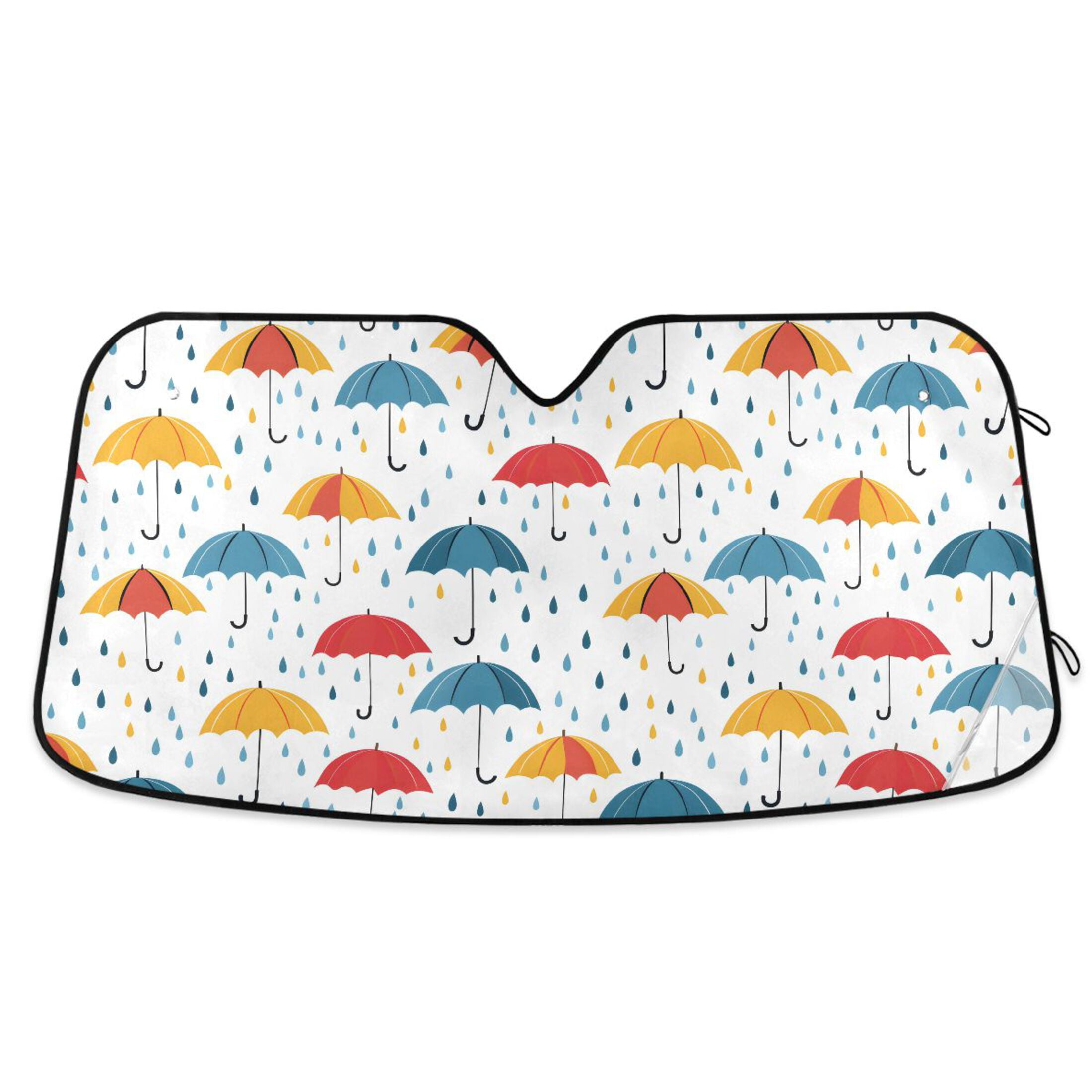 Colorful Umbrellas and Rain Drops Car Windshield Sun Shade Foldable Car ...