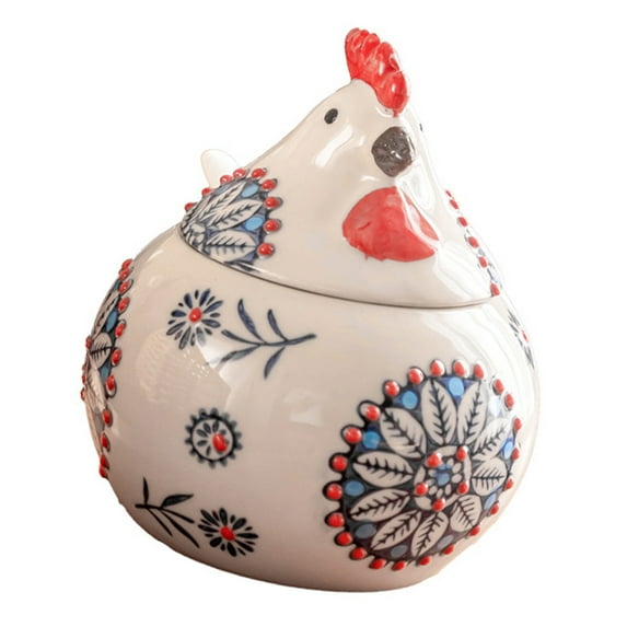 Colorful Underglaze Chicken Condiment Holder Ceramic Materials Storage ...