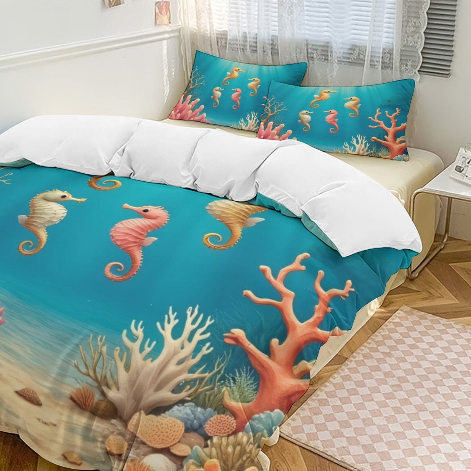 Colorful Underwater Sea Horses Scene 3D Duvet Cover Set Quilt Cover ...