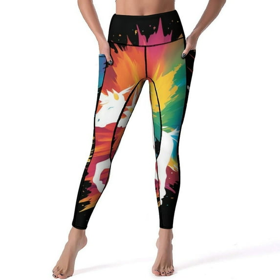 Colorful Unicorn Burst Design Leggings Fitness Gym Yoga Pants High ...