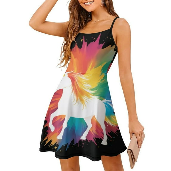 Colorful Unicorn Burst Design Summer Dresses For Women A-line Dress ...