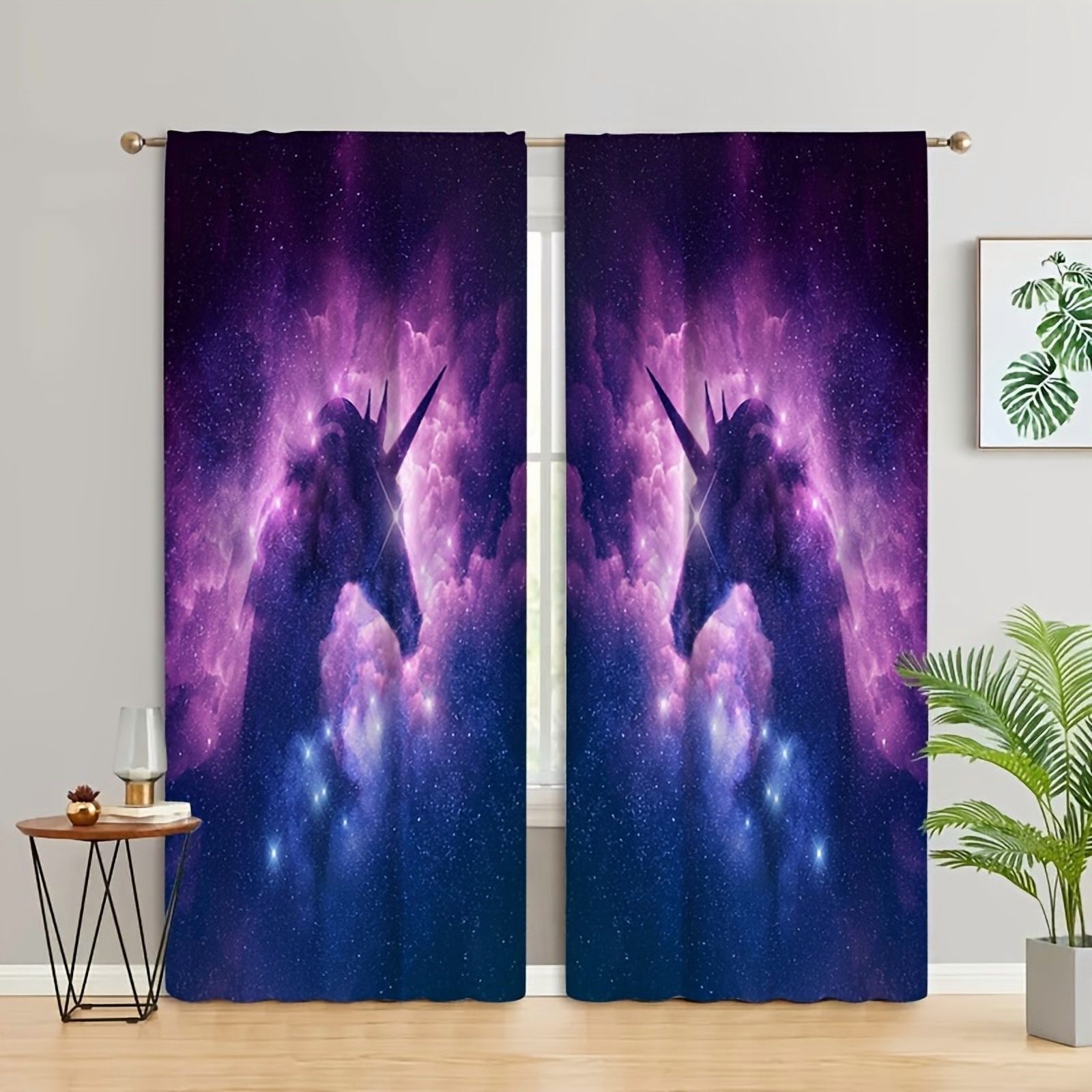 Colorful Unicorn Horse Mermaid Girl Children Window Curtain Blinds ...