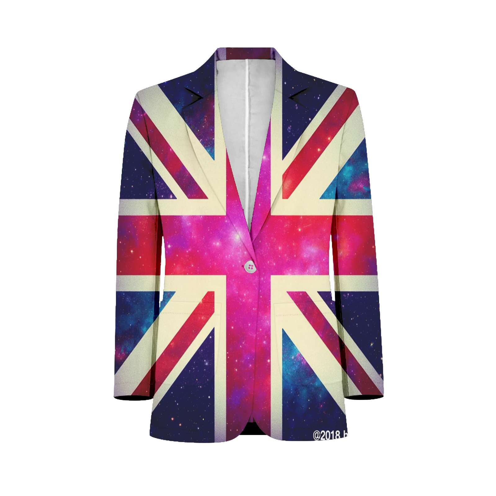 Colorful Union Jack Galaxy Print Mens Suits Shawl Collar Slim Fit Suit ...