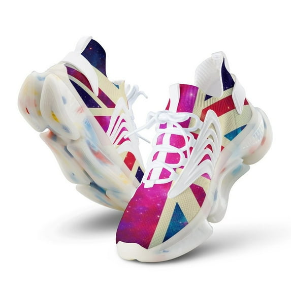 Colorful Union Jack Galaxy Print Walking Shoes for Men Woman ...