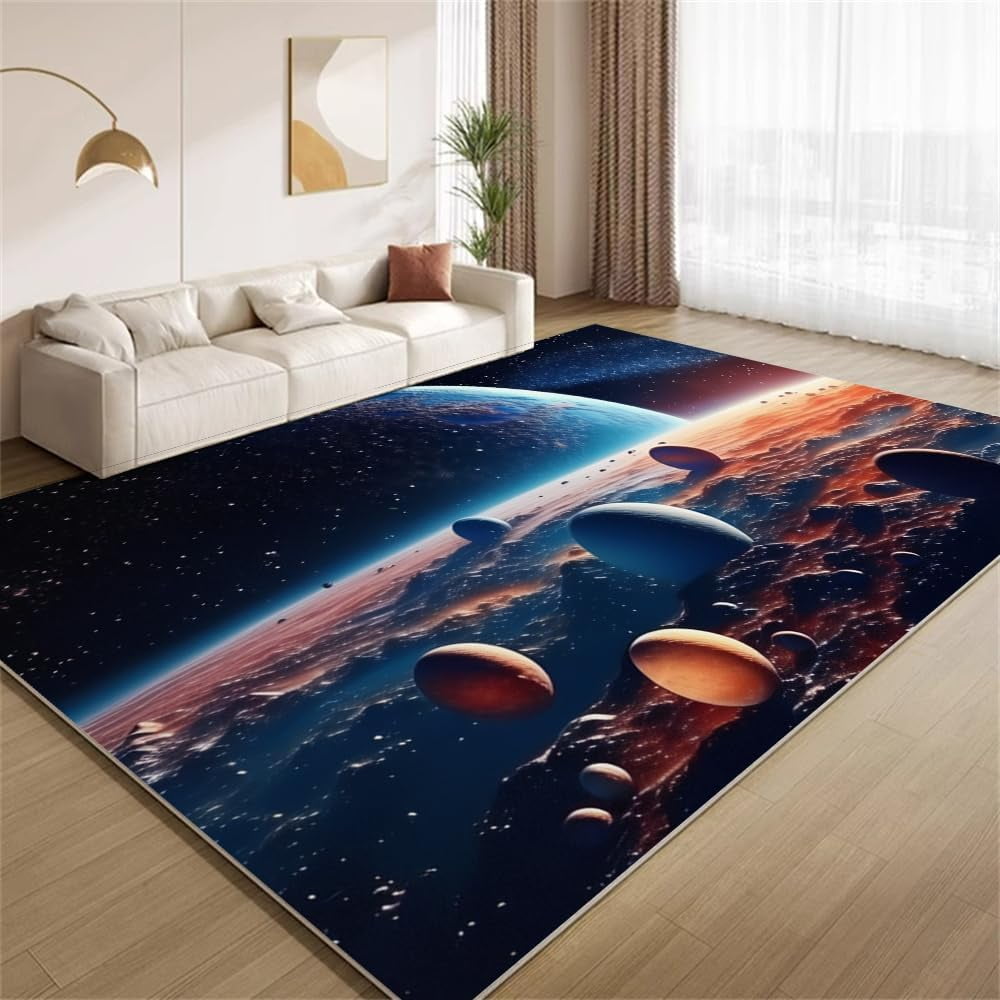 Colorful Universe Planet Print Area Rug, Outer Space Galaxy Starry Sky ...