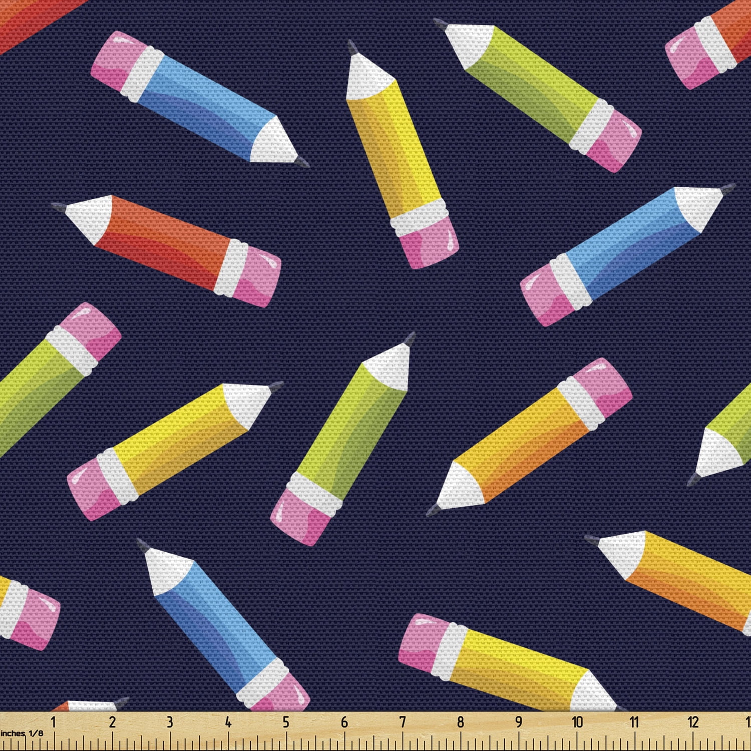 Colorful Upholstery Fabric by the Yard, Back to School Color Pencils ...