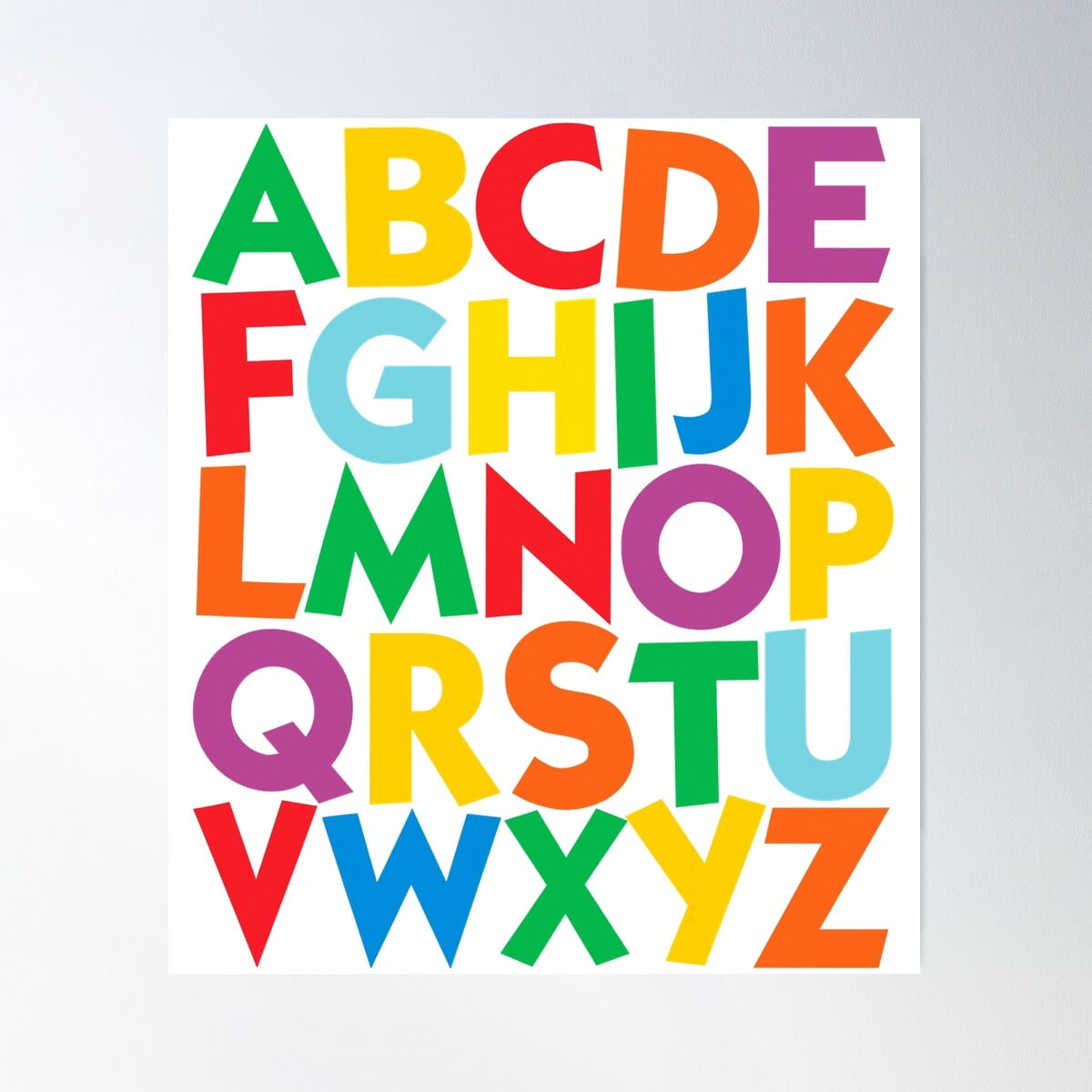 Colorful Uppercase Letters Alphabet Learn Abcs Poster Wall Art, Modern ...