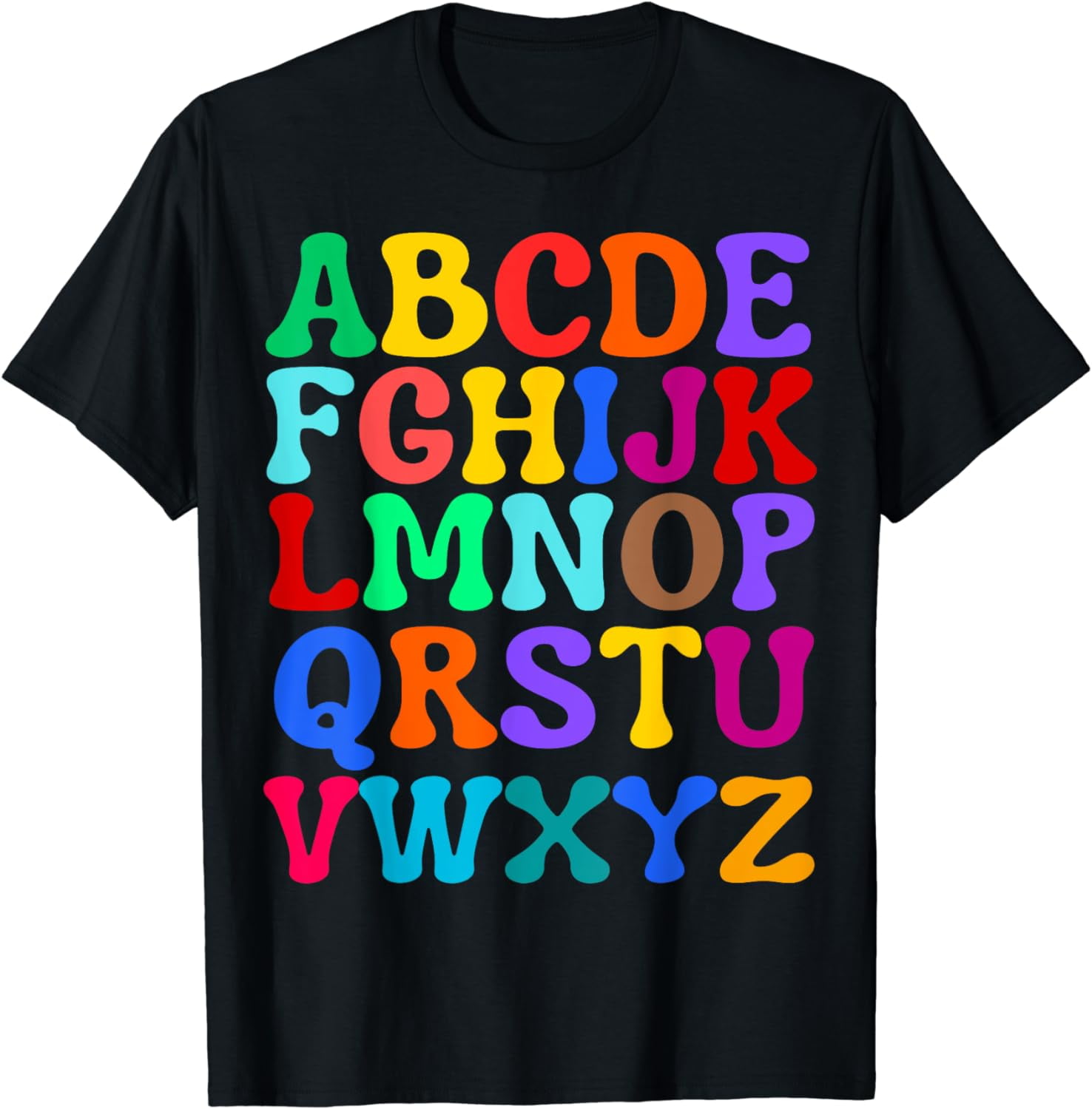 Colorful Uppercase Letters Alphabet learn ABCs boy girl T-Shirt ...