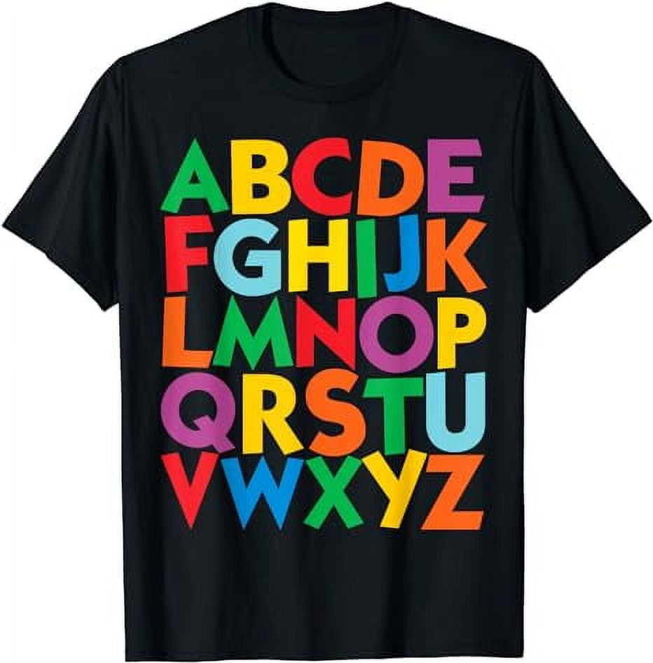 Colorful Uppercase Letters Alphabet learn ABCs boy girl kids T-Shirt ...