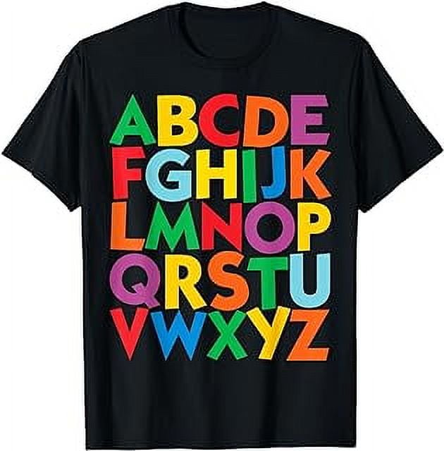 Colorful Uppercase Letters Alphabet learn ABCs boy girl kids T-Shirt ...