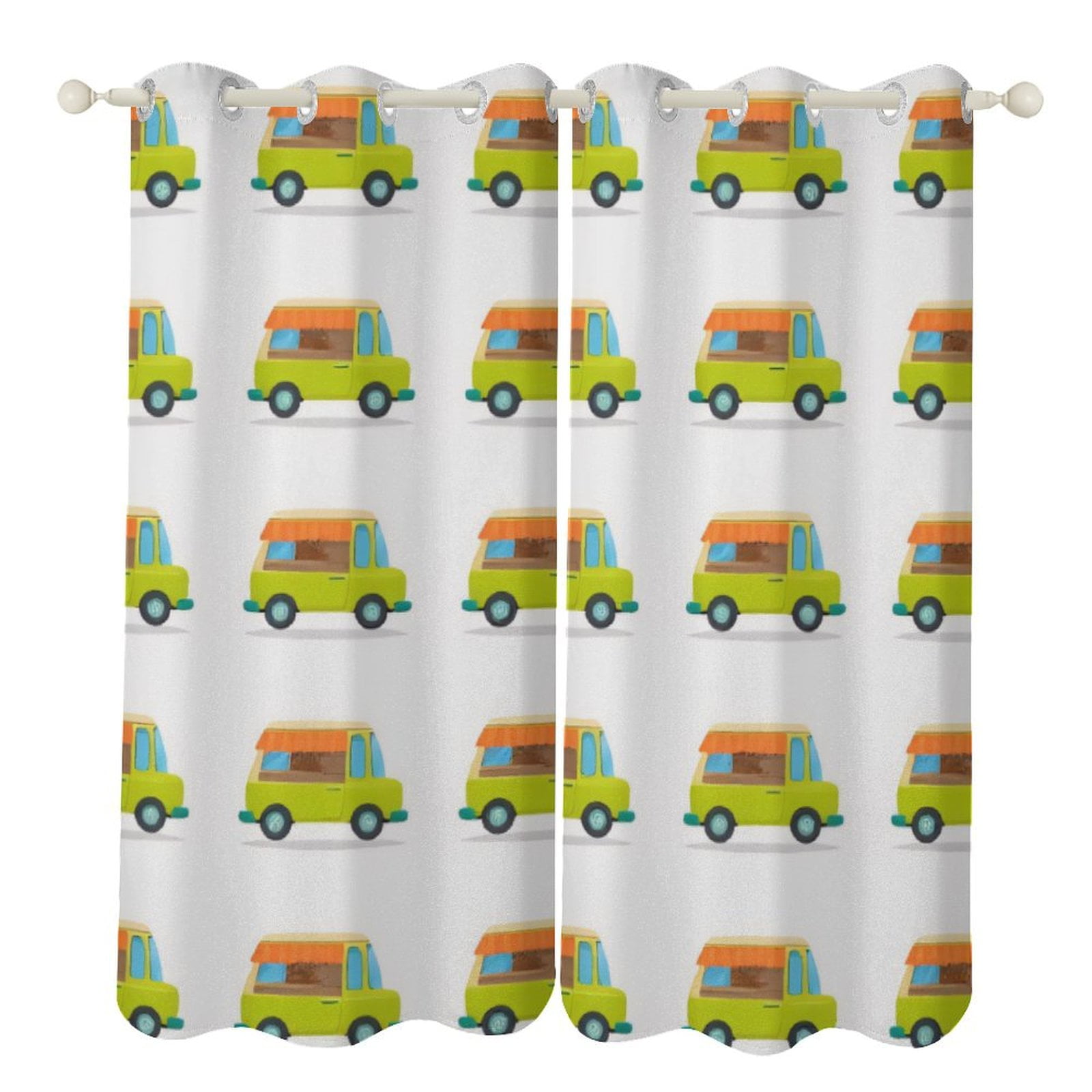 Colorful Van Pattern Background 2 Panels Curtains for Bedroom Living ...