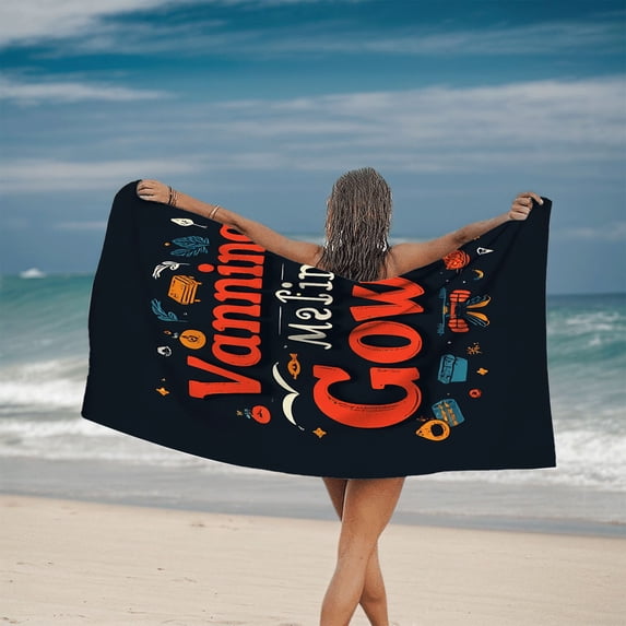 Colorful Vanning Me ' fin Gowds Design Beach Towel - Whimsical ...