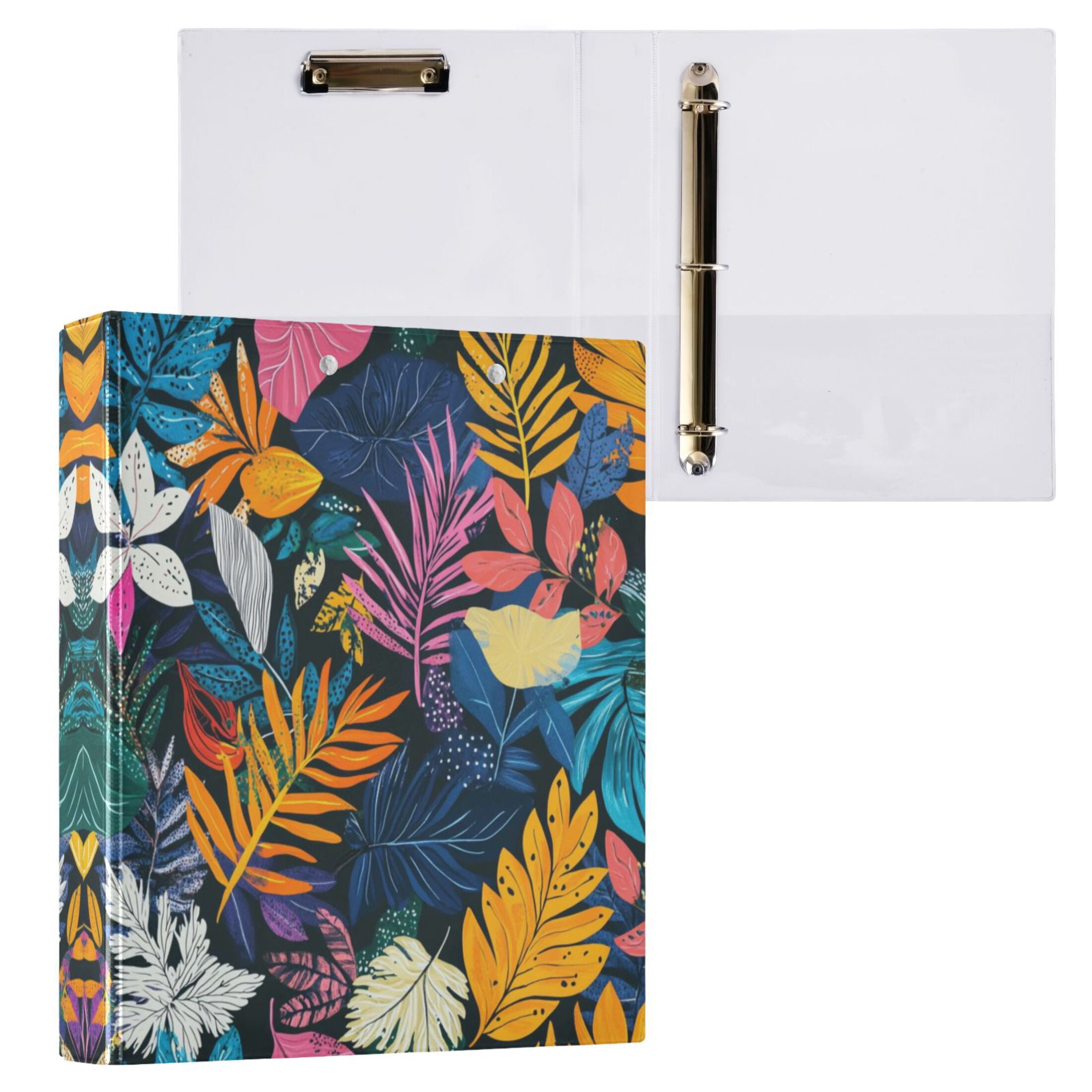 Colorful Various Leaves 3 Ring Hardcover Binders 1.5in Round Rings for ...