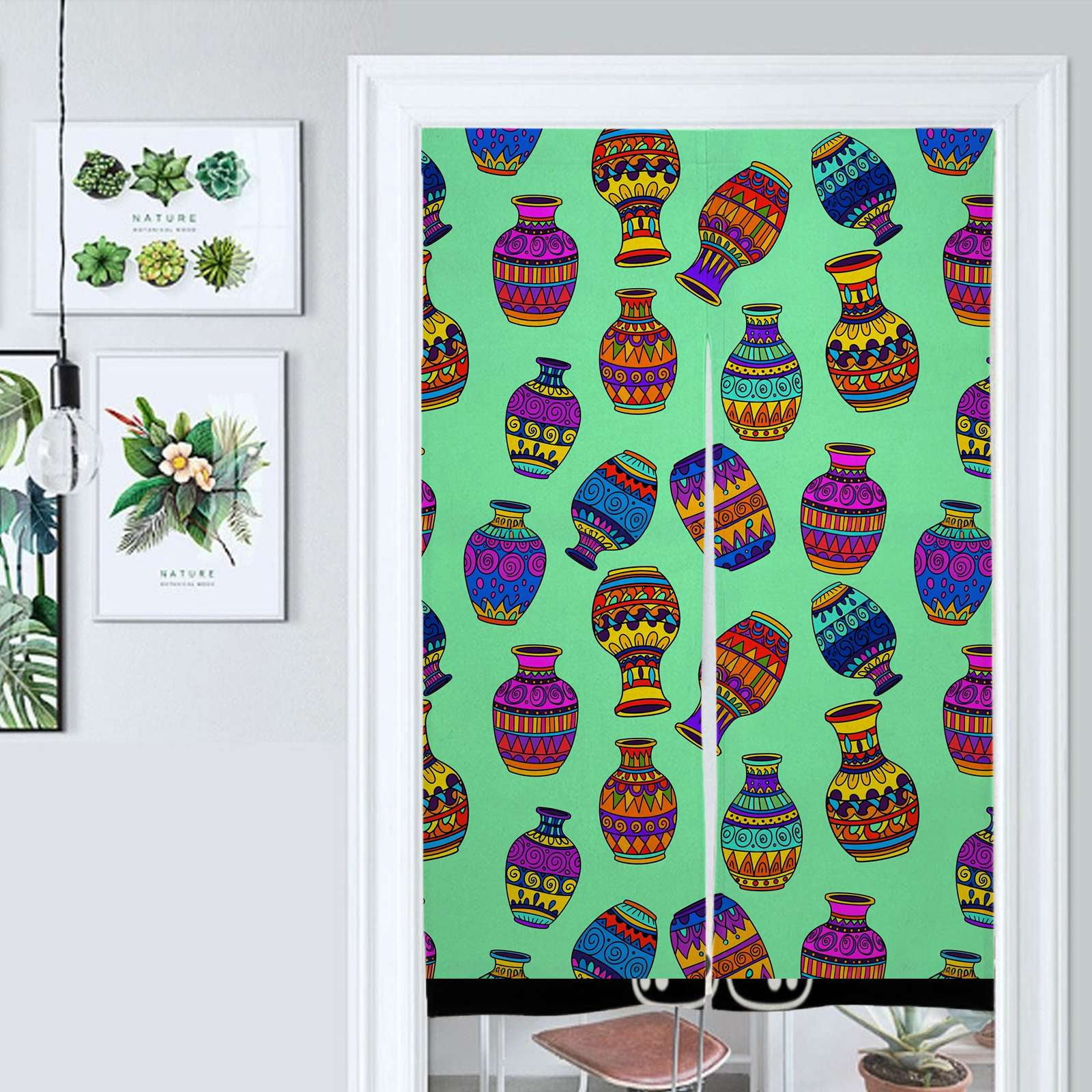 Colorful Vases Pattern Design Door Curtain Nordic Living Room ...
