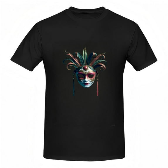 Colorful Venetian Mask Design Cotton Short Sleeve T-Shirt for Women ...