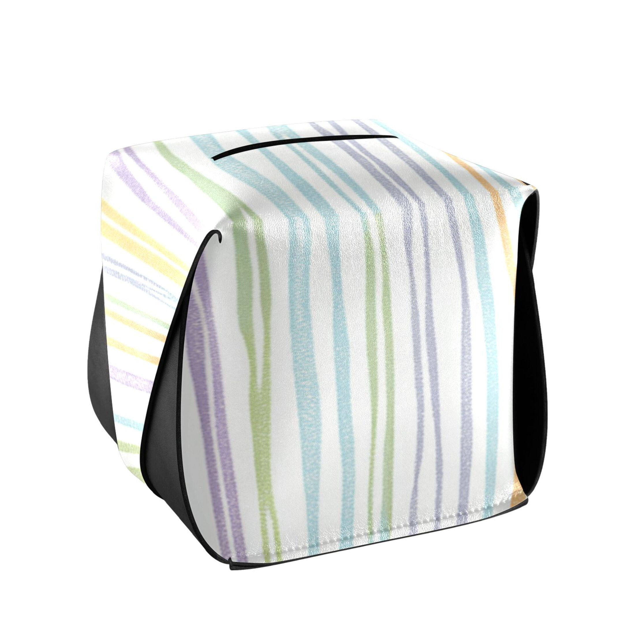 Colorful Vertical Wavy Lines 5.7in Leather Tissue Box Cover Square PVC ...