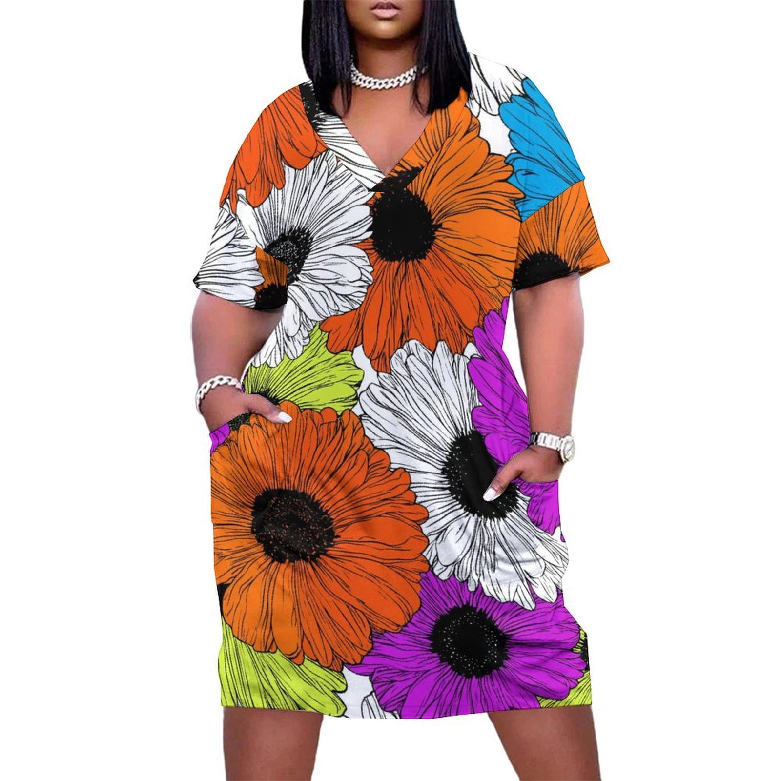 Colorful Vibrant Flower Pattern Design Summer Dresses for Women Beach ...