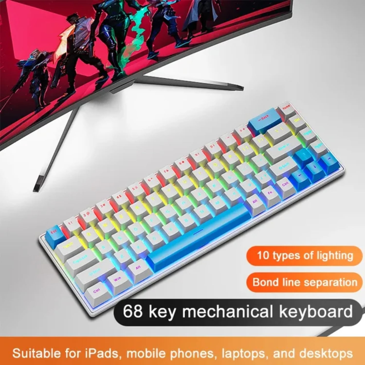 Colorful and Vibrant K68 Mechanical Gaming and Office Keyboard ...
