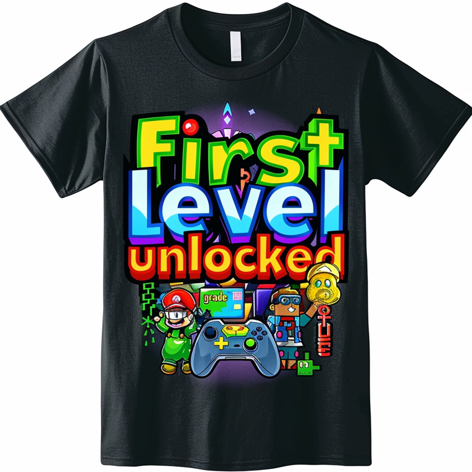 Colorful Video Game Characters First Grade Level T Shirt Kid Friendly ...