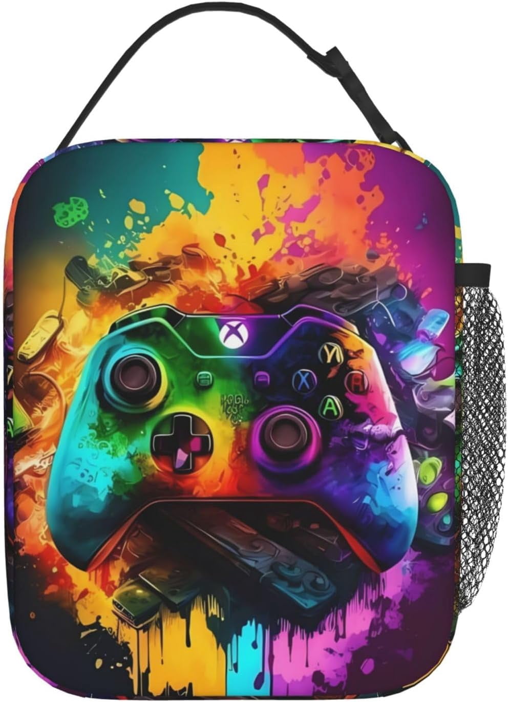 Colorful Video Game Cool Gamer Splash Insulated Lunch Bag Portable ...