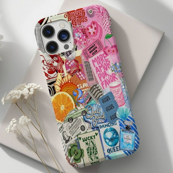 Colorful Vintage Collage Phone Case with a Cool Retro and Cute City ...