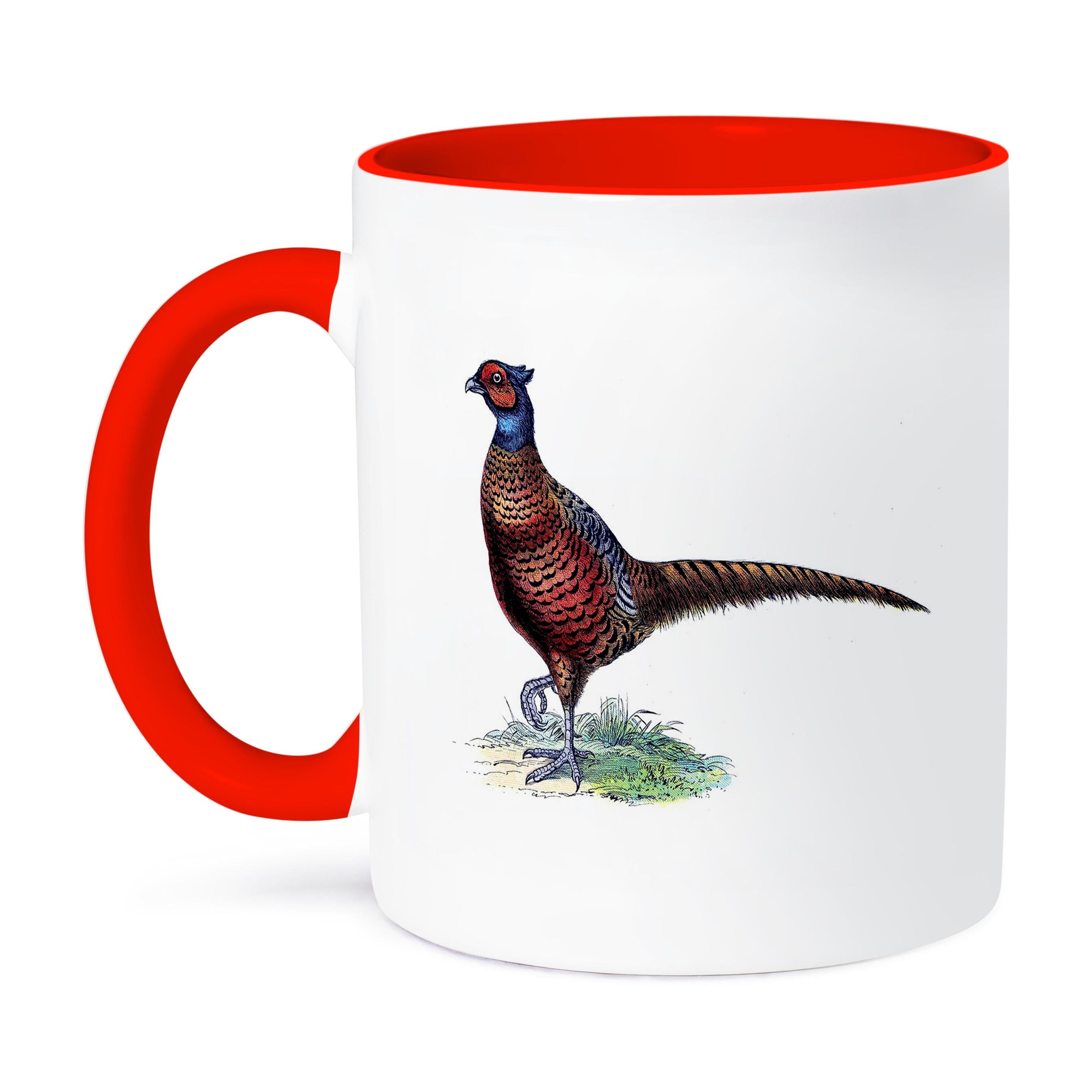 3dRose, Colorful Vintage Drawing Of A Red Pheasant, 15oz Two-Tone Red ...