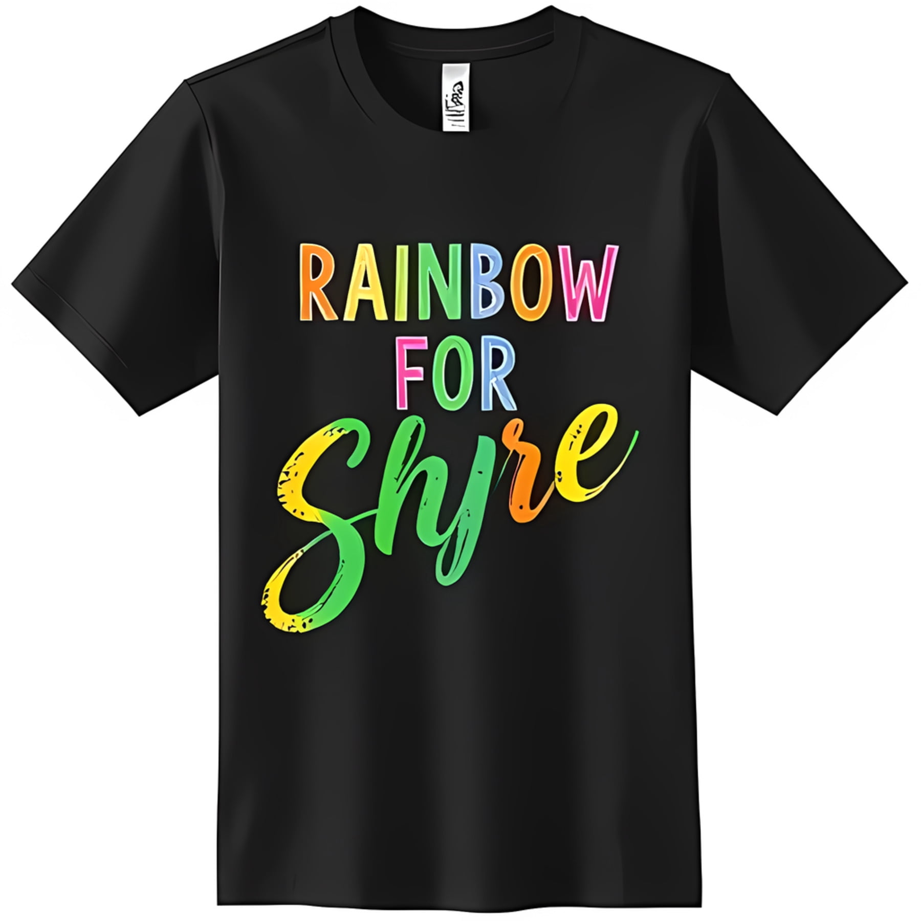 Colorful Vintage 'Rainbow For Shyre' Graphic Black T-Shirt Short Sleeve ...