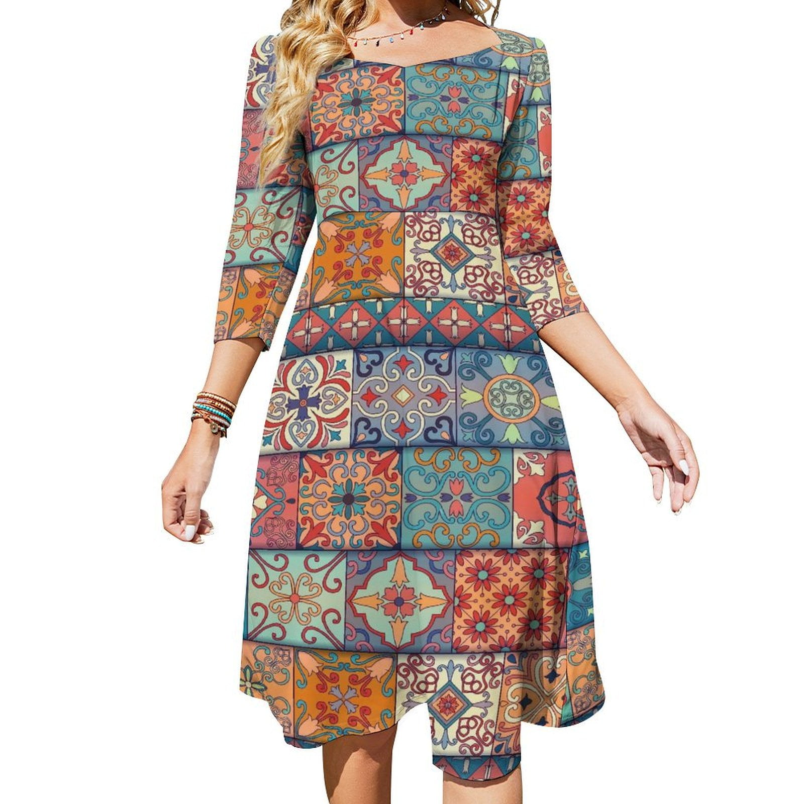 Colorful Vintage Seamless Pattern with Floral And Mandala Elements ...