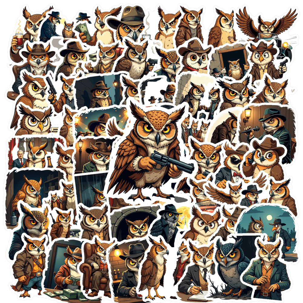 Colorful Vinyl Owl Stickers Waterproof Detective Style for Notebooks ...