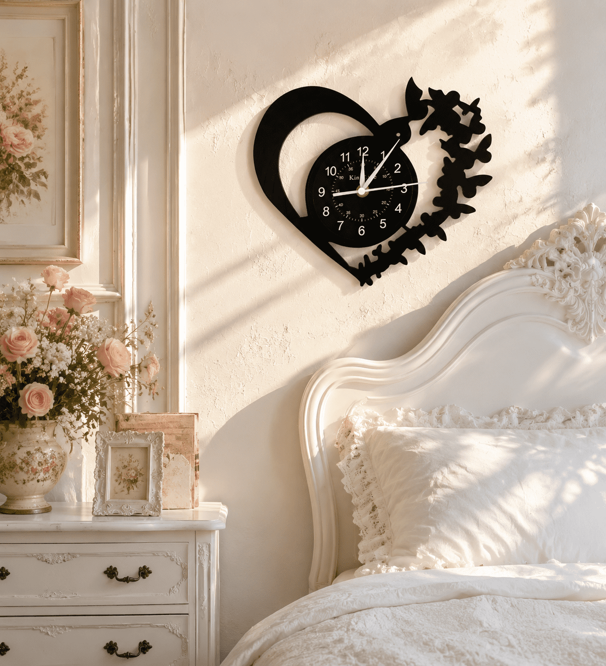 Modern Heart Vinyl Record LED Wall Clock - 7 Color Changing Night Light ...