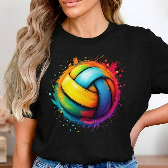 Colorful Volleyball S1Hirt, RainB1Ow Volleyball T-S1Hirt, Funny ...