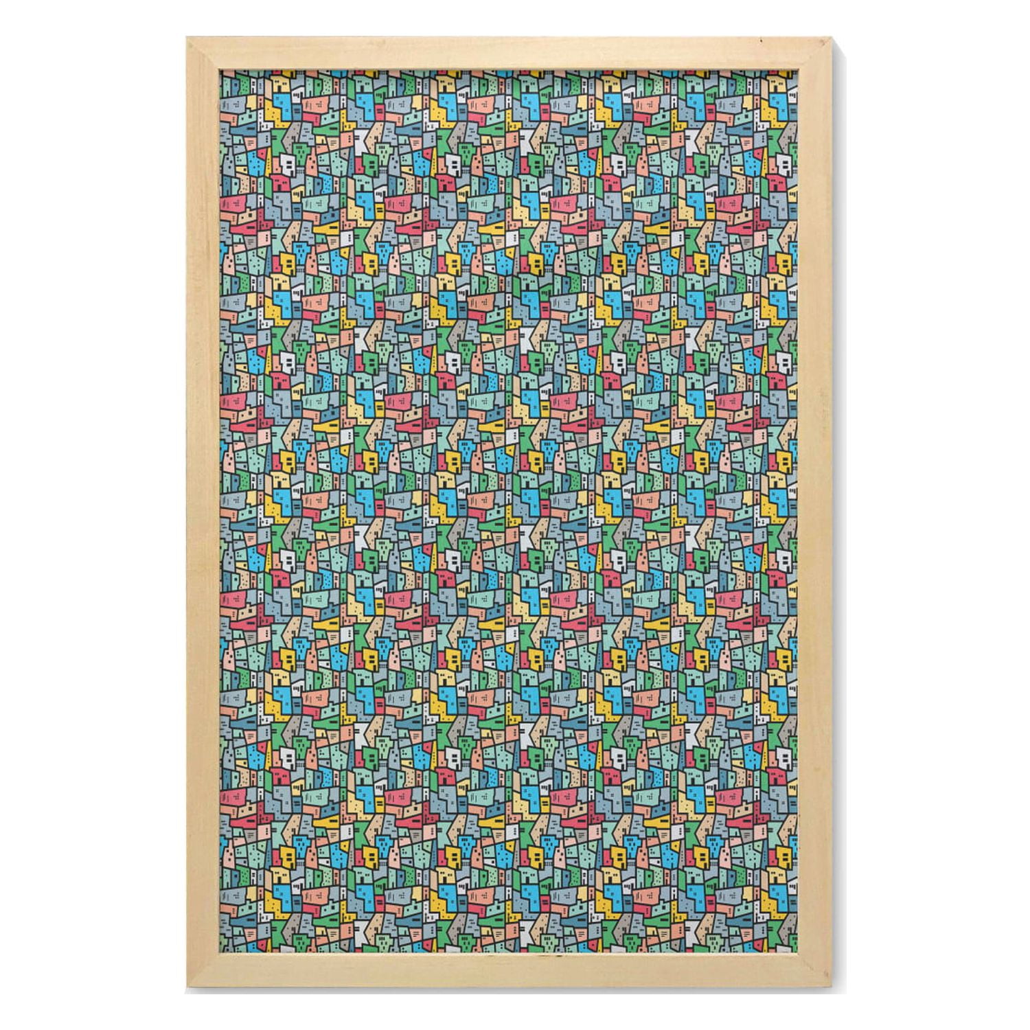 Colorful Wall Art with Frame, Brazilian Favela Landscape with City ...