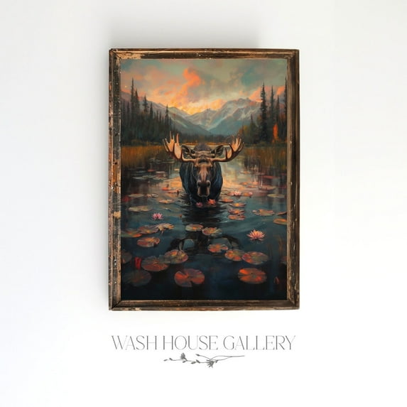 Colorful Wall Art Of Alaska, Moose , Cabin Wall Art, Gifts For Dad ...