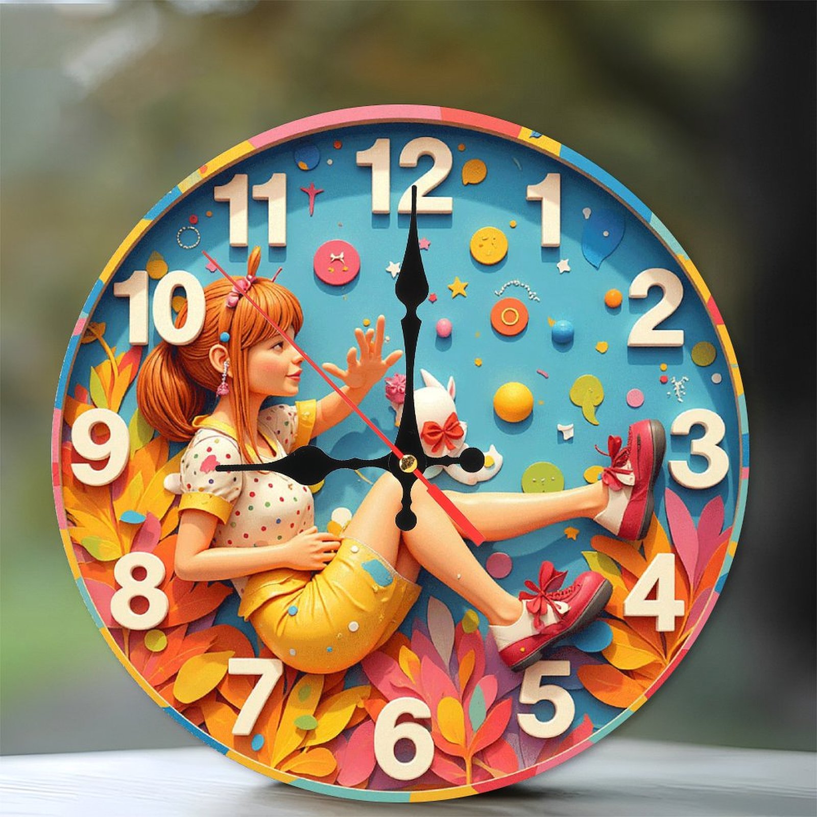 Colorful Wall Clock with Playful Design And Numbers 10-Inch Silent ...