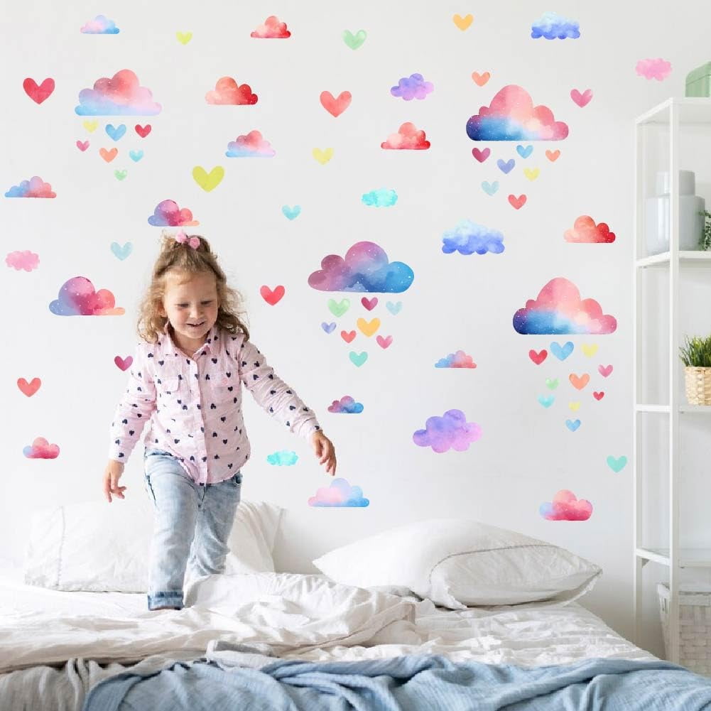 Colorful Wall Decals Clouds Wall Sticker Decorative Sticker Watercolor ...